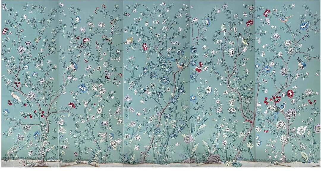 Hand-painted Wallpaper -custom Panel Size and Pattern Available - Etsy