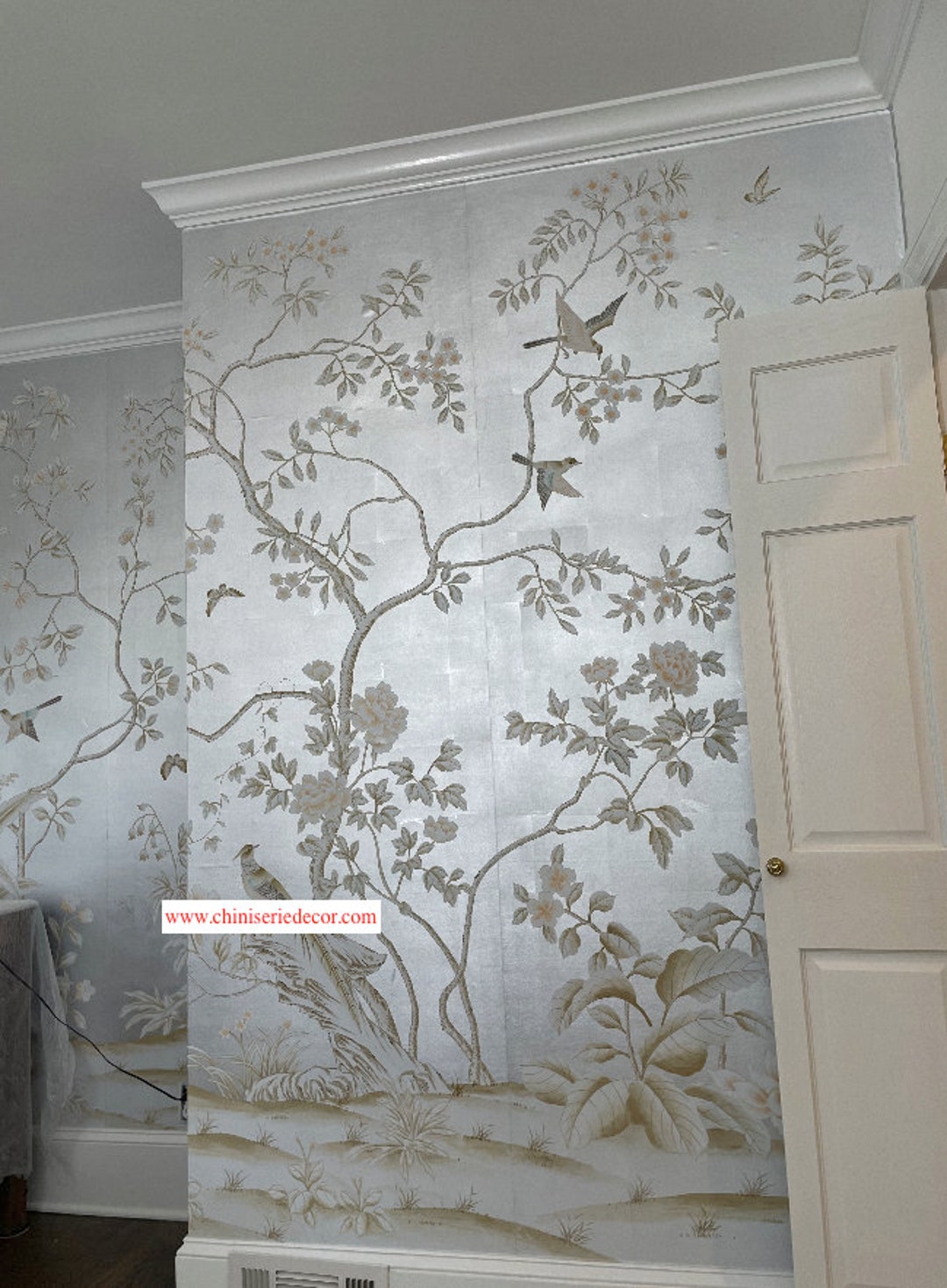 Hand-painted Metallic Wallpaper, Custom Design Available, Gilded-paper ...