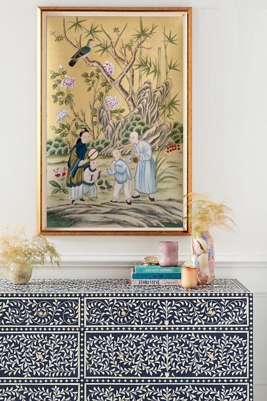 Hand-painted Chinoiserie Wallpaper Panels antiqued Chinoiserie ...