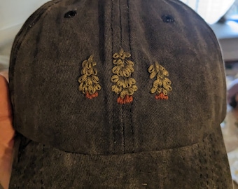 Pine Tree Embroidered Hat off White Hat Cream Hat Hand-embroidered Dad ...