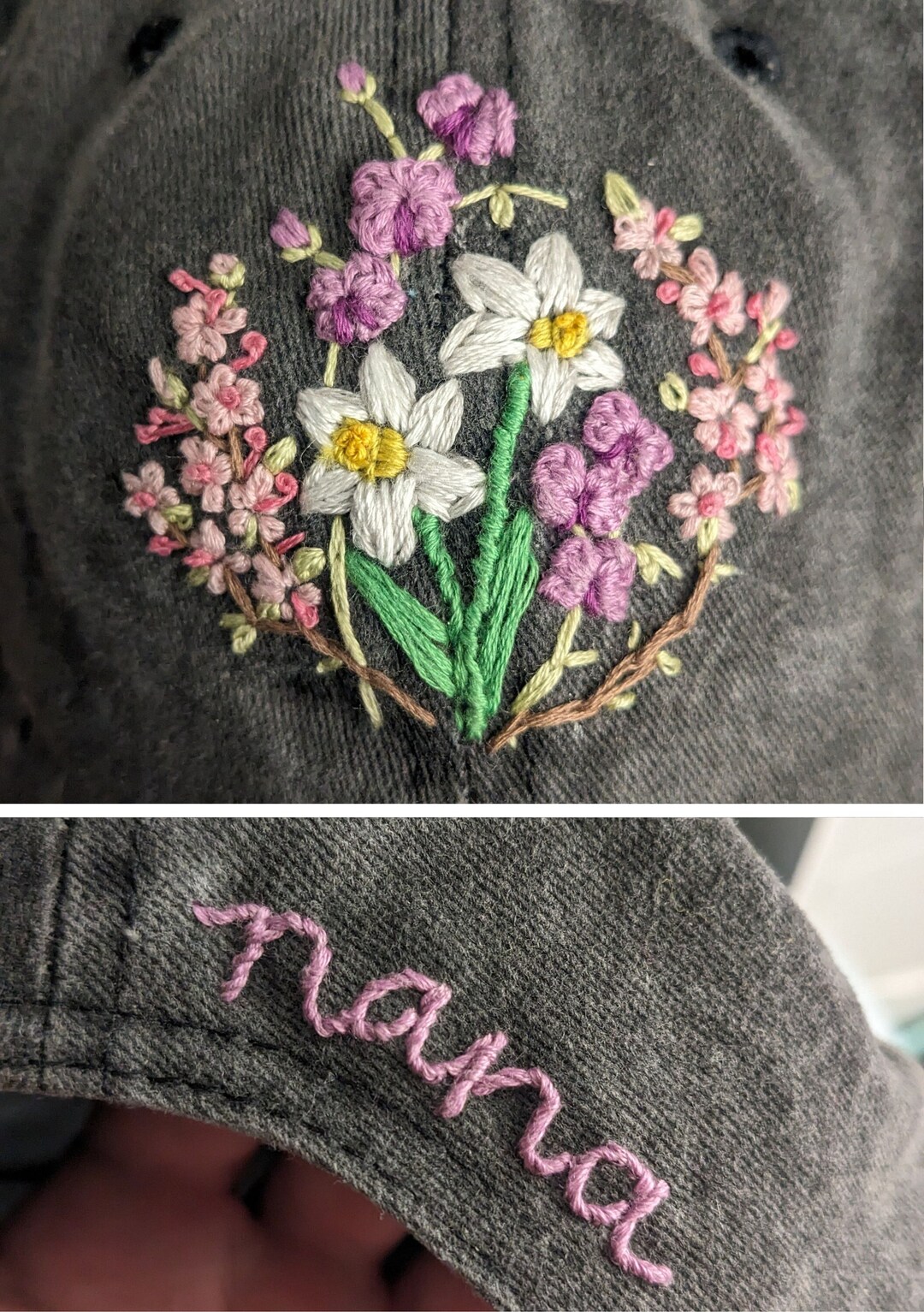 Birth Flower Hand-embroidered Baseball Cap Mama Hat - Etsy