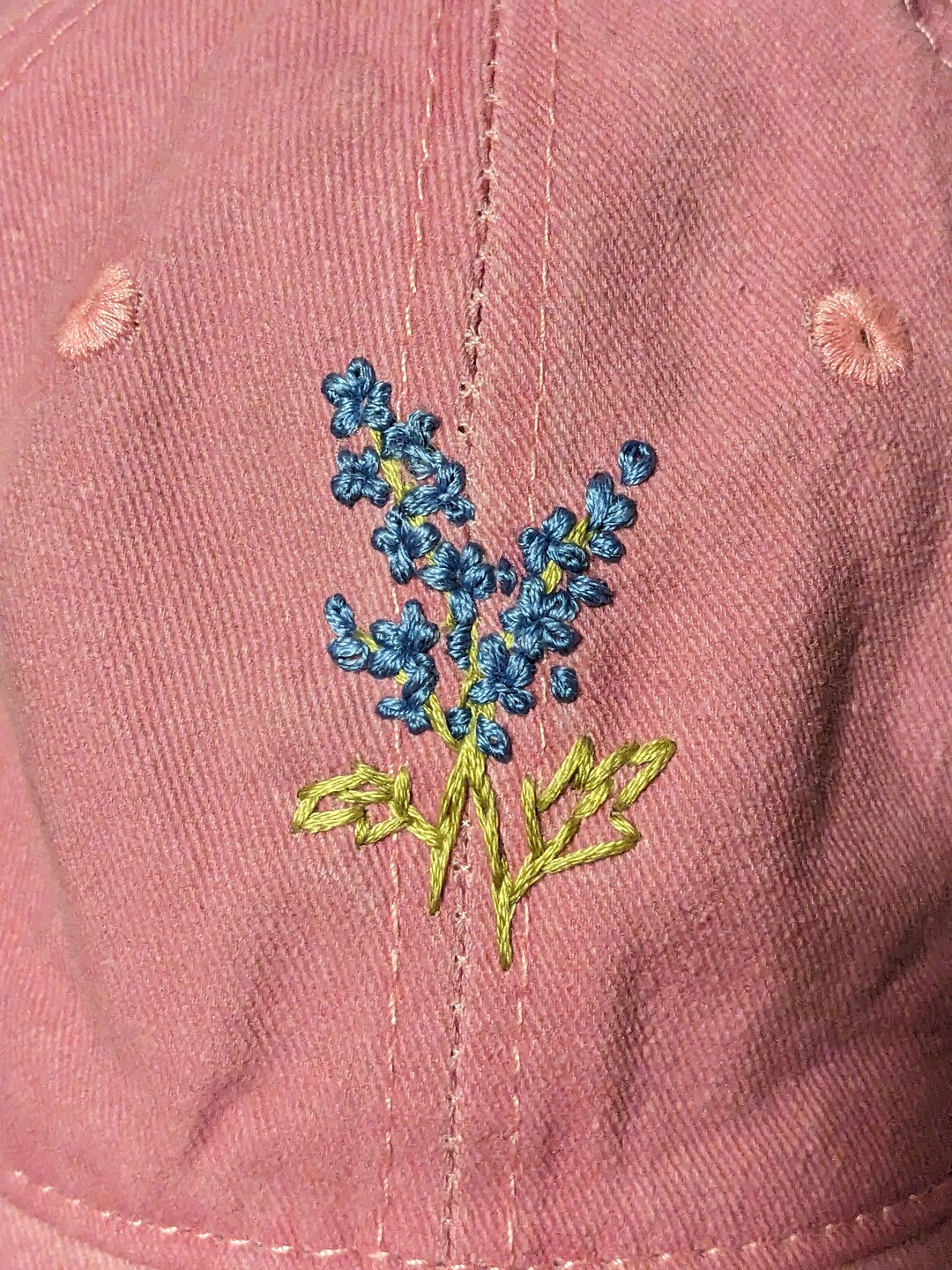 Larkspur July Birth Flower Hand-embroidered Baseball Cap - Etsy