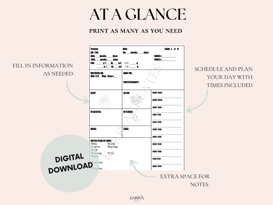 NICU Nurse Detailed Report Sheet | Nurse Brain Sheet, RN Nursing ...
