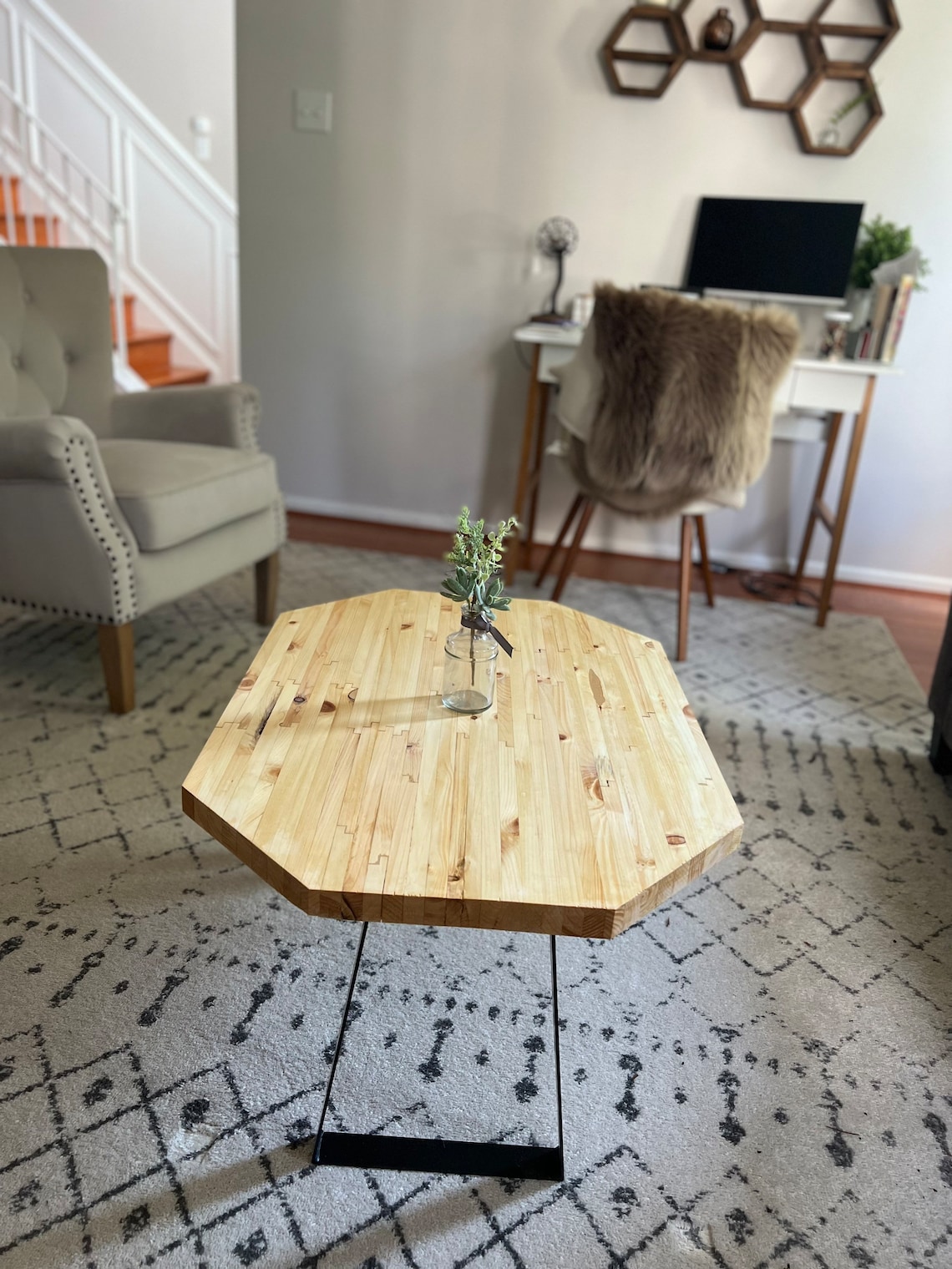 Geometric Butcher Block Coffee Table - Etsy
