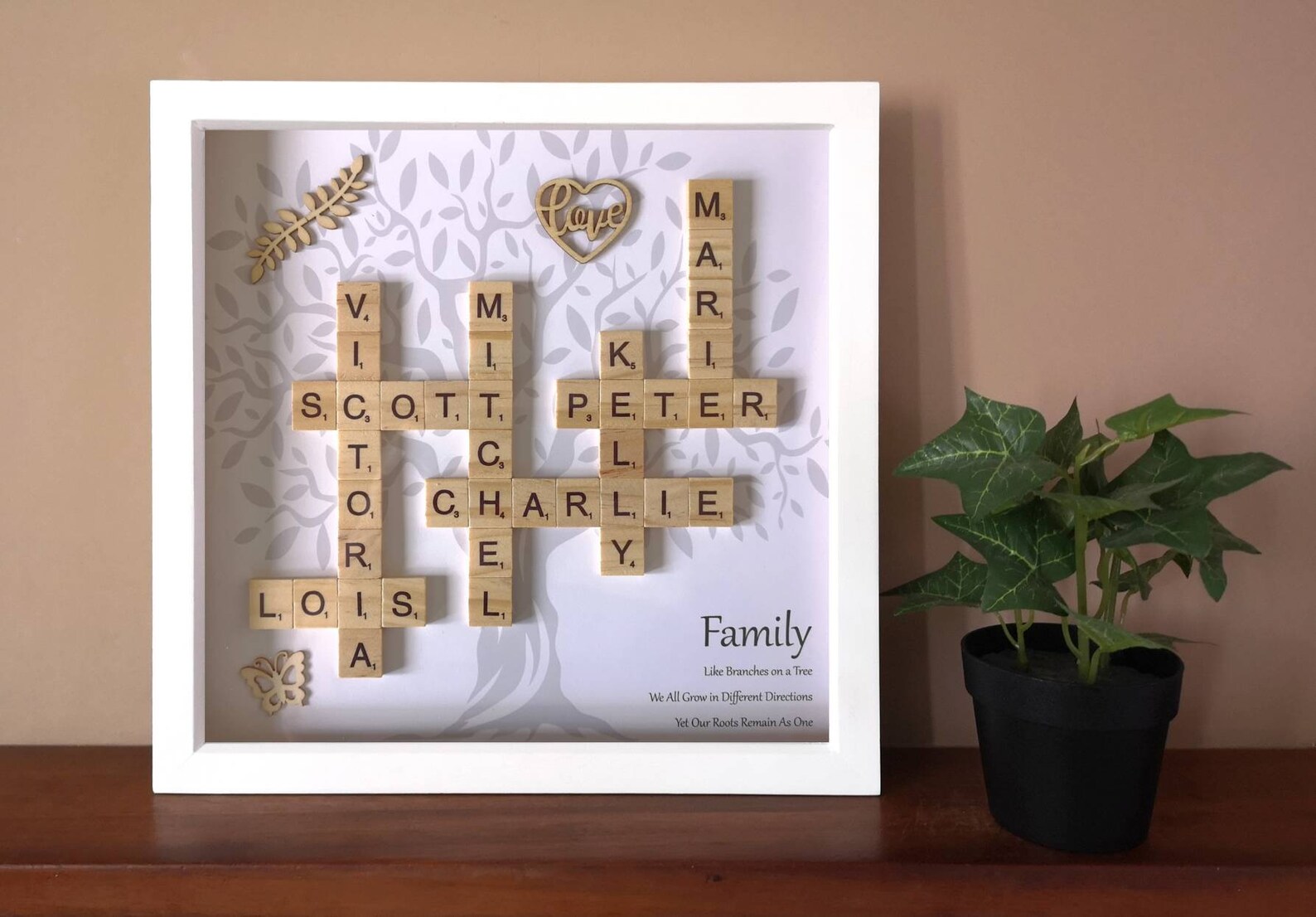Framed Personalised Scrabble Letter Family Tree - Etsy UK