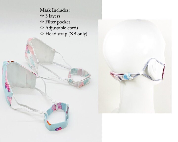 Peppa Pig Face Mask. Toddler & Kids. 3 LAYERS. Filter Pocket. - Etsy