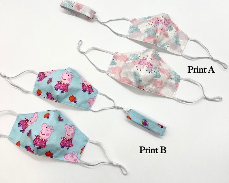 Peppa Pig Face Mask. Toddler & Kids. 3 LAYERS. Filter Pocket. - Etsy