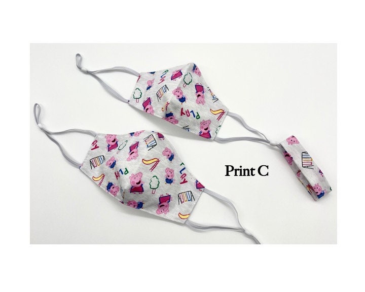 Peppa Pig Face Mask. Toddler & Kids. 3 LAYERS. Filter Pocket. - Etsy