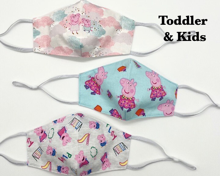 Peppa Pig Face Mask. Toddler & Kids. 3 LAYERS. Filter Pocket. - Etsy