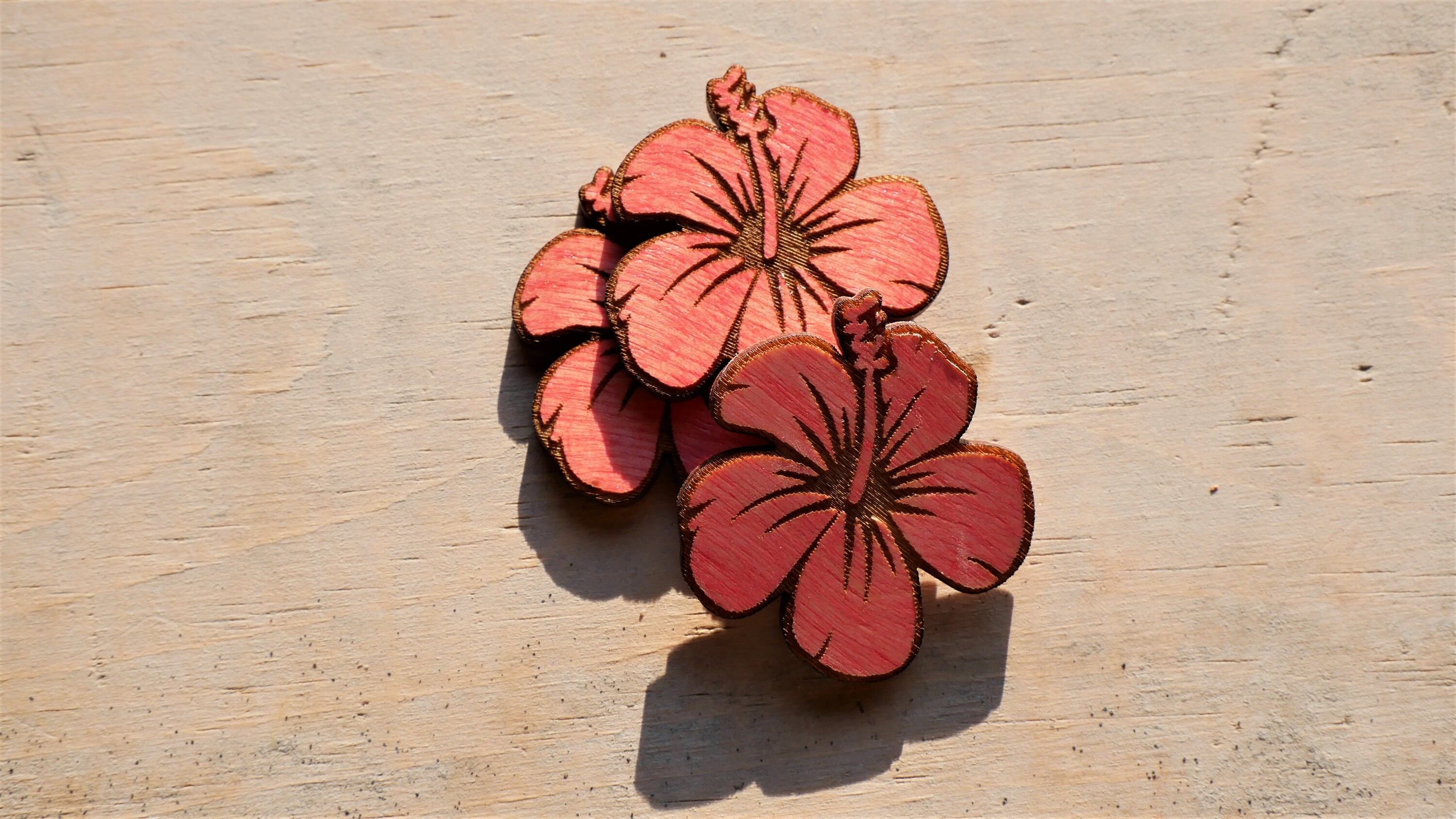 Wood Hibiscus Flowers, Stained Wood, Laser Cut Wood Shapes, Craft ...