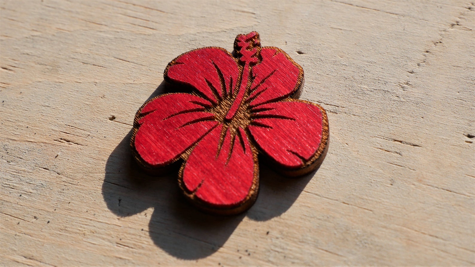Wood Hibiscus Flowers Stained Wood Laser Cut Wood Shapes - Etsy