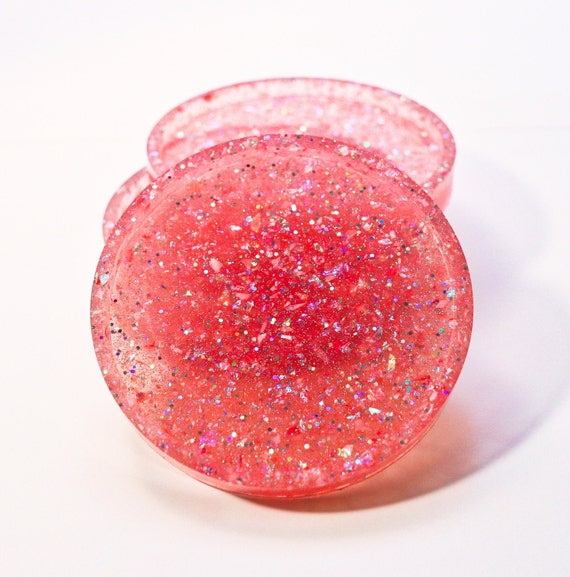 Resin Coasters: Pink Glitter individual or Set | Etsy