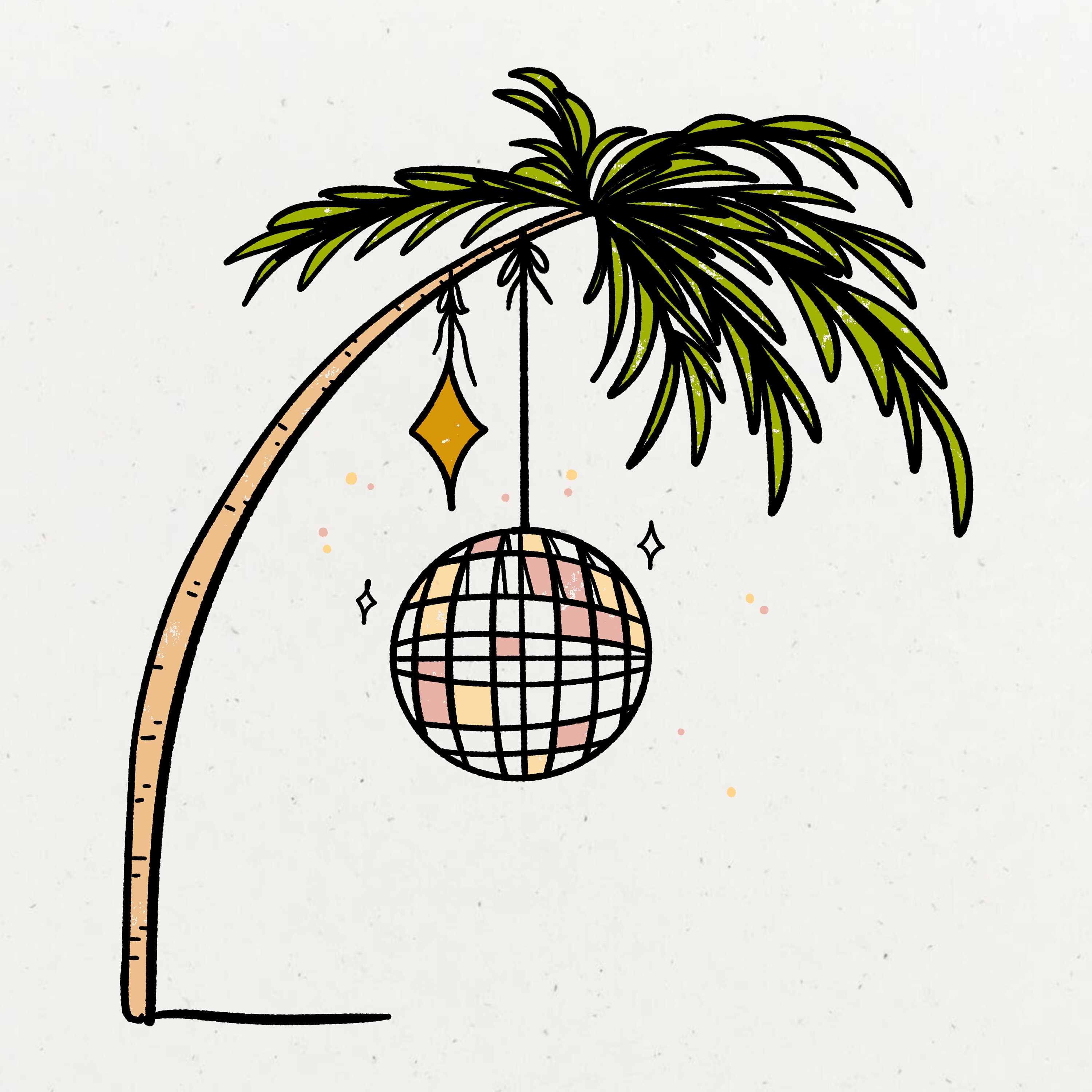 Palm Tree Print, Palm Tree Wall Art, Palm Tree Poster, Disco Ball Print ...