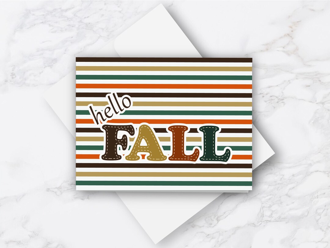 Autumn-themed Note Card, Hello Fall Greeting Card, Seasonal Stationary ...