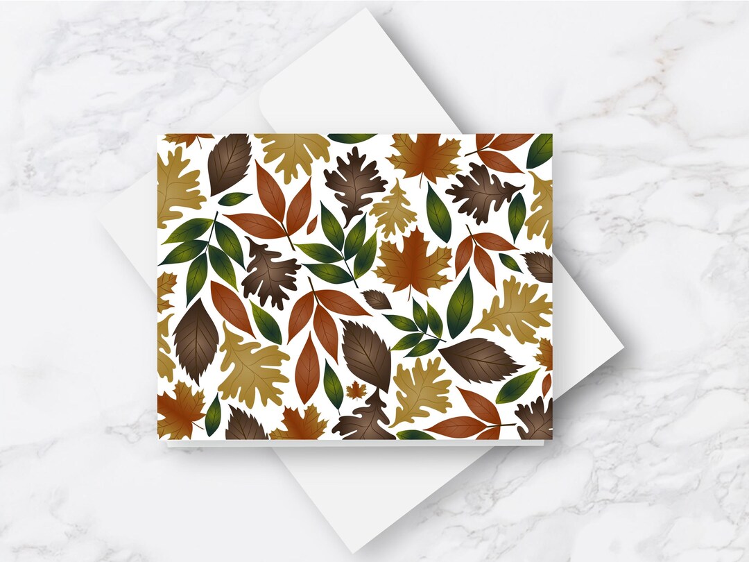 Colorful Fall Leaves Note Cards, Single or Set of 6 Autumn Greeting ...