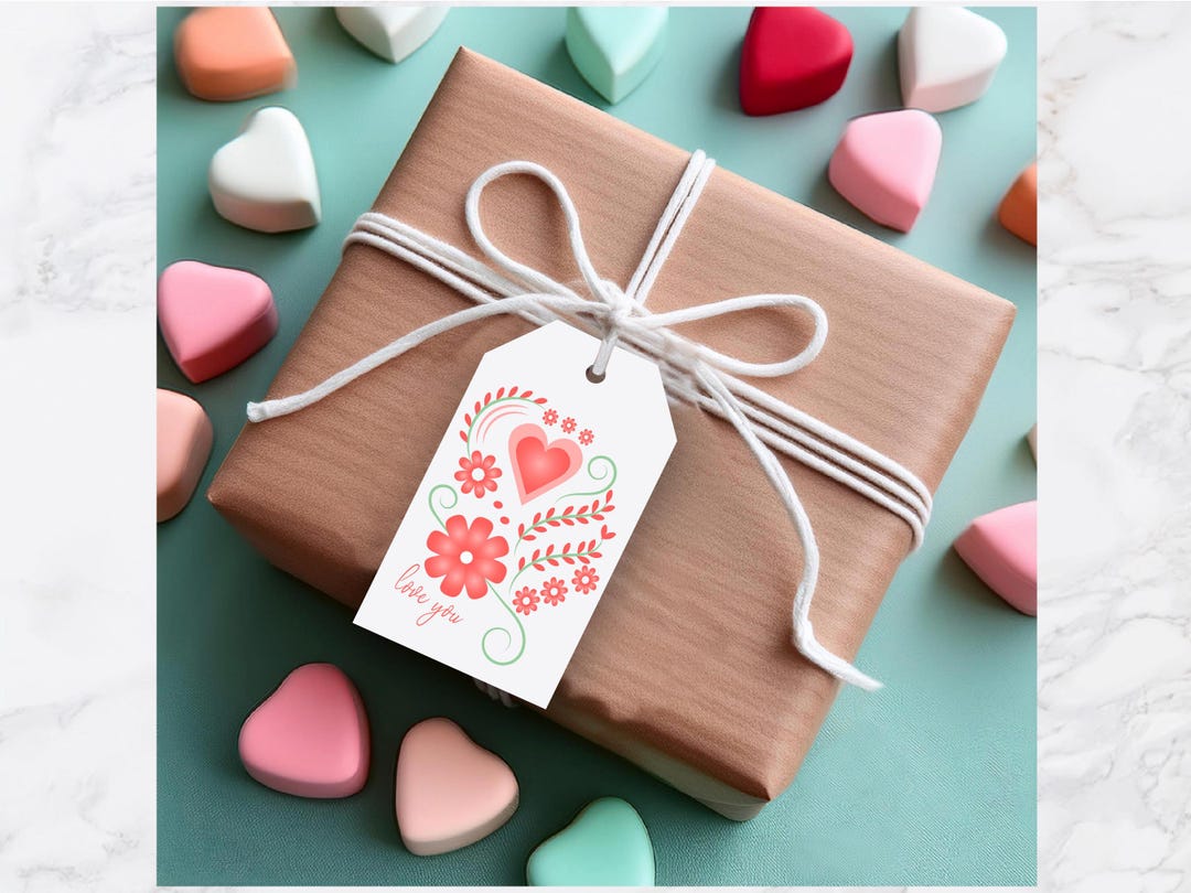 Romantic Floral and Heart Gift Tags for Valentine's Day, Thoughtful ...
