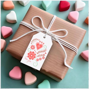 Romantic Floral and Heart Gift Tags for Valentine's Day, Thoughtful ...