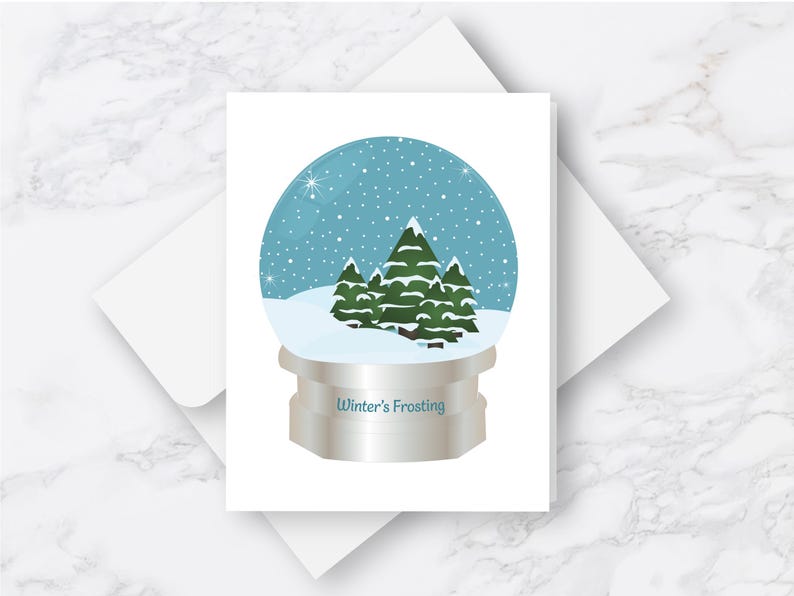 Winter Snow Globe Greeting Cards With White Envelopes, Christmas Cards ...