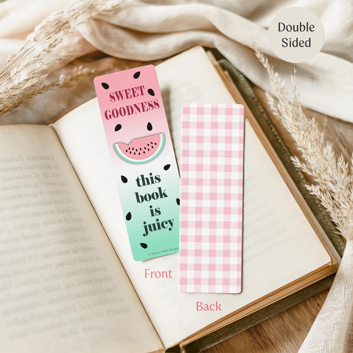 Summer Watermelon Themed Bookmark, Double-sided, Laminated - Etsy