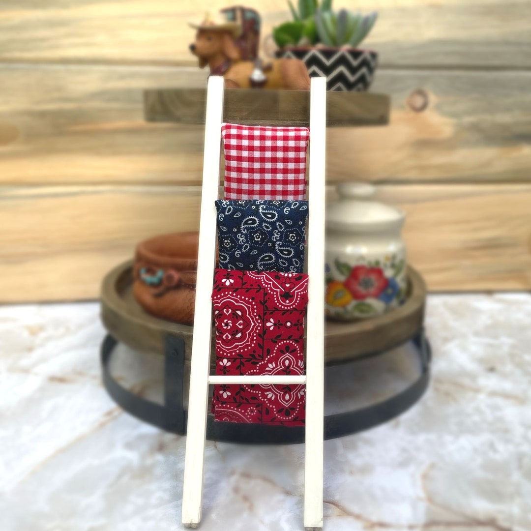 Western Tier Tray Decor Country Style Mini Quilt and Ladder - Etsy