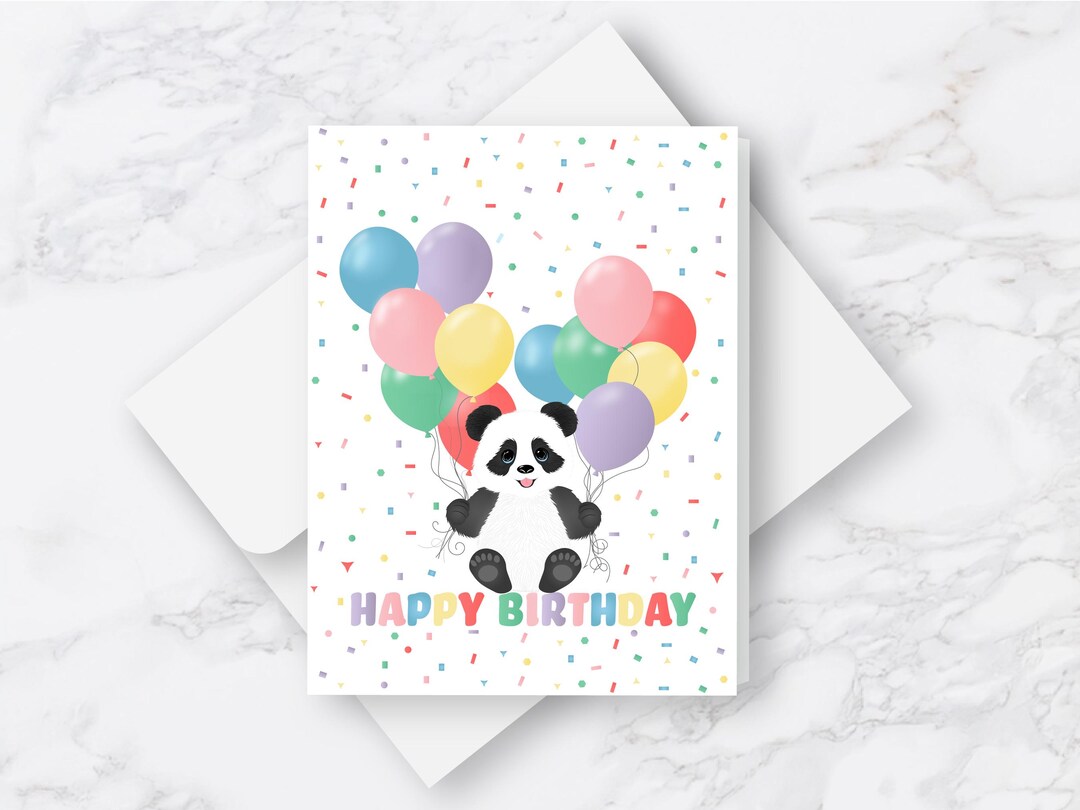 Cute Panda Birthday Card for Kids Ages 1-8 | Birthday Card for Young ...