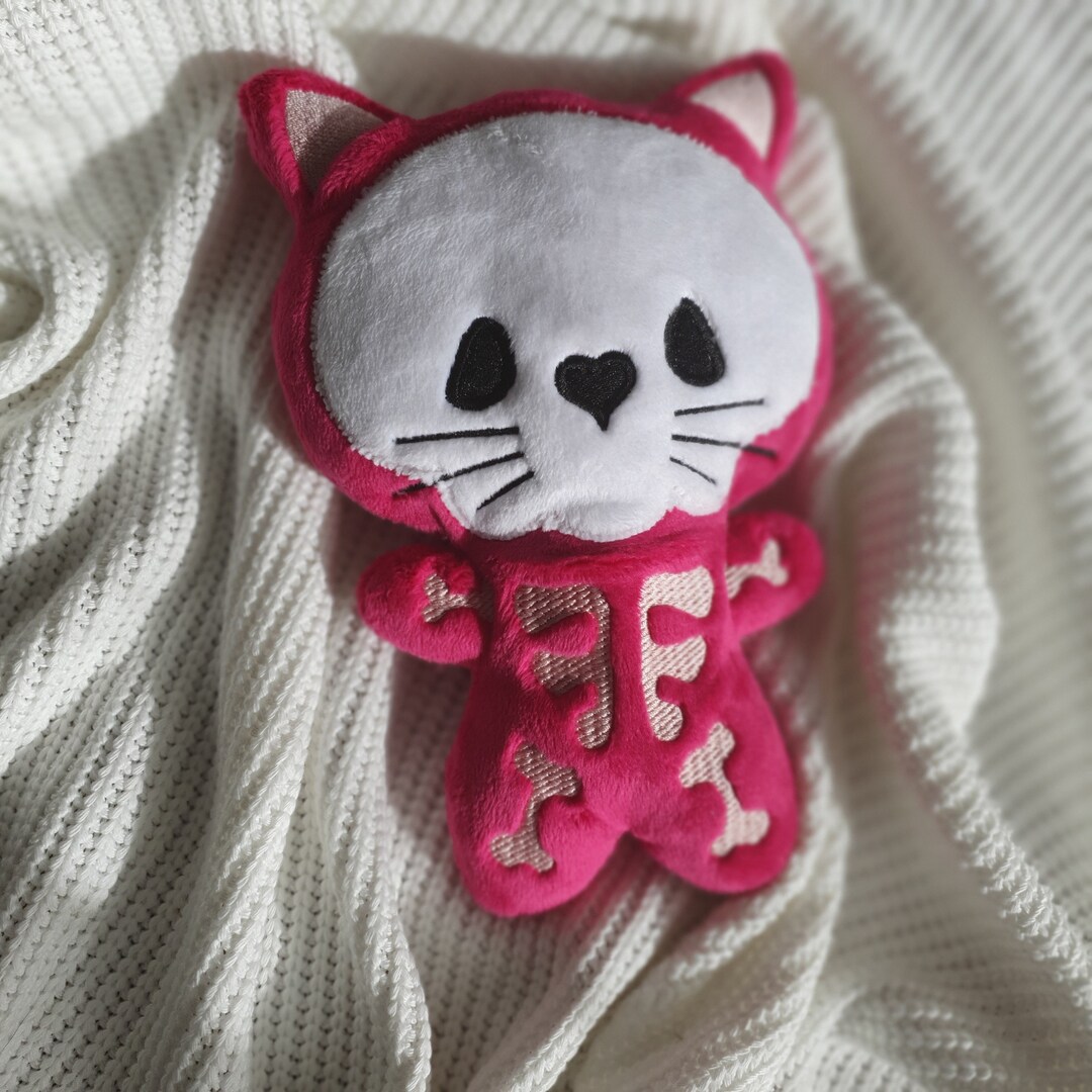 Skully Cat Pink Halloween Skeleton White - Etsy