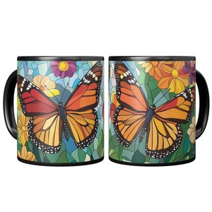Stained Glass Monarch Butterfly Coffee Mug, Gift for Butterfly Lovers ...