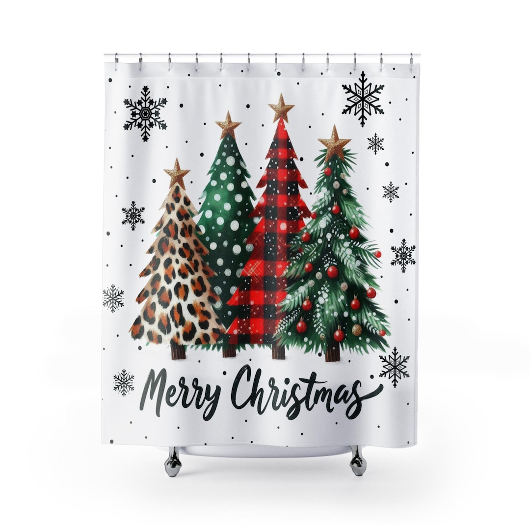 Merry Christmas Shower Curtain, Festive Christmas Bathroom Decor ...