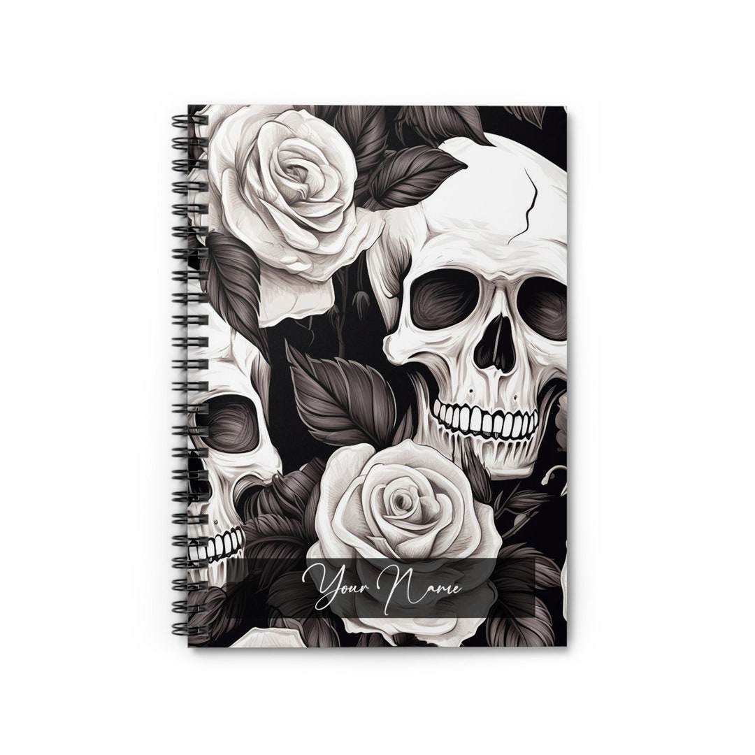 Personalized Skull Notebook, Skull Gifts, Skull Lover, Custom Name ...
