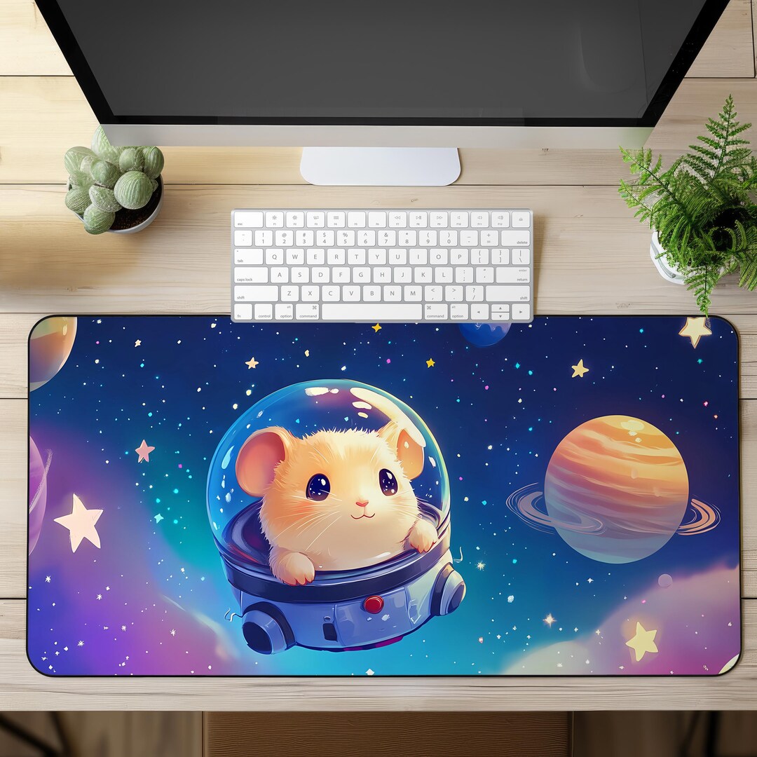 Cute Space Desk Mat, Kawaii Desk Mat, XL Gaming Mouse Pad, Hamster ...