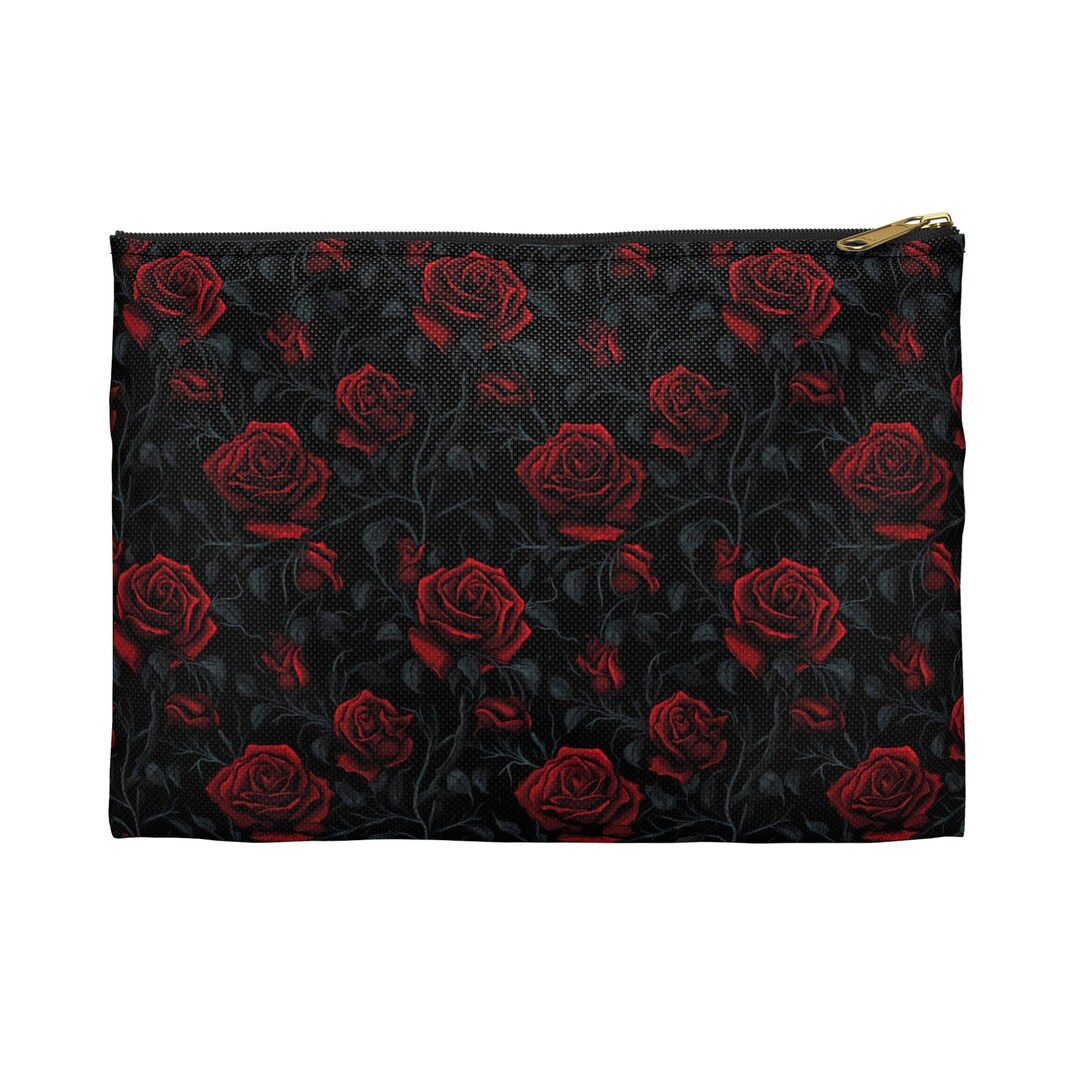 Gothic Roses Zipper Pouch, Gothic Cosmetic Bag, Gothic Toiletry Bag ...