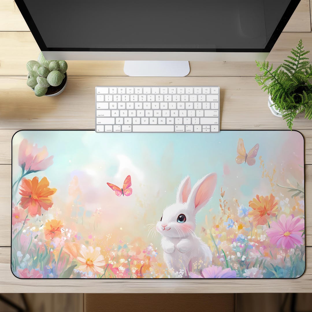 Cute Desk Mat, Rabbit Mouse Pad, Kawaii Desk Mat, Anime Desk Mat, Large ...