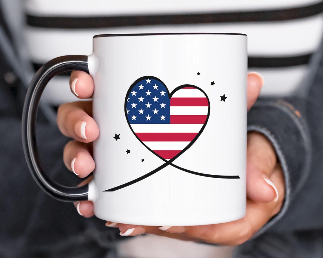 American Flag Heart Mug – Patriotic Coffee Mug, USA Gift for 4th of ...