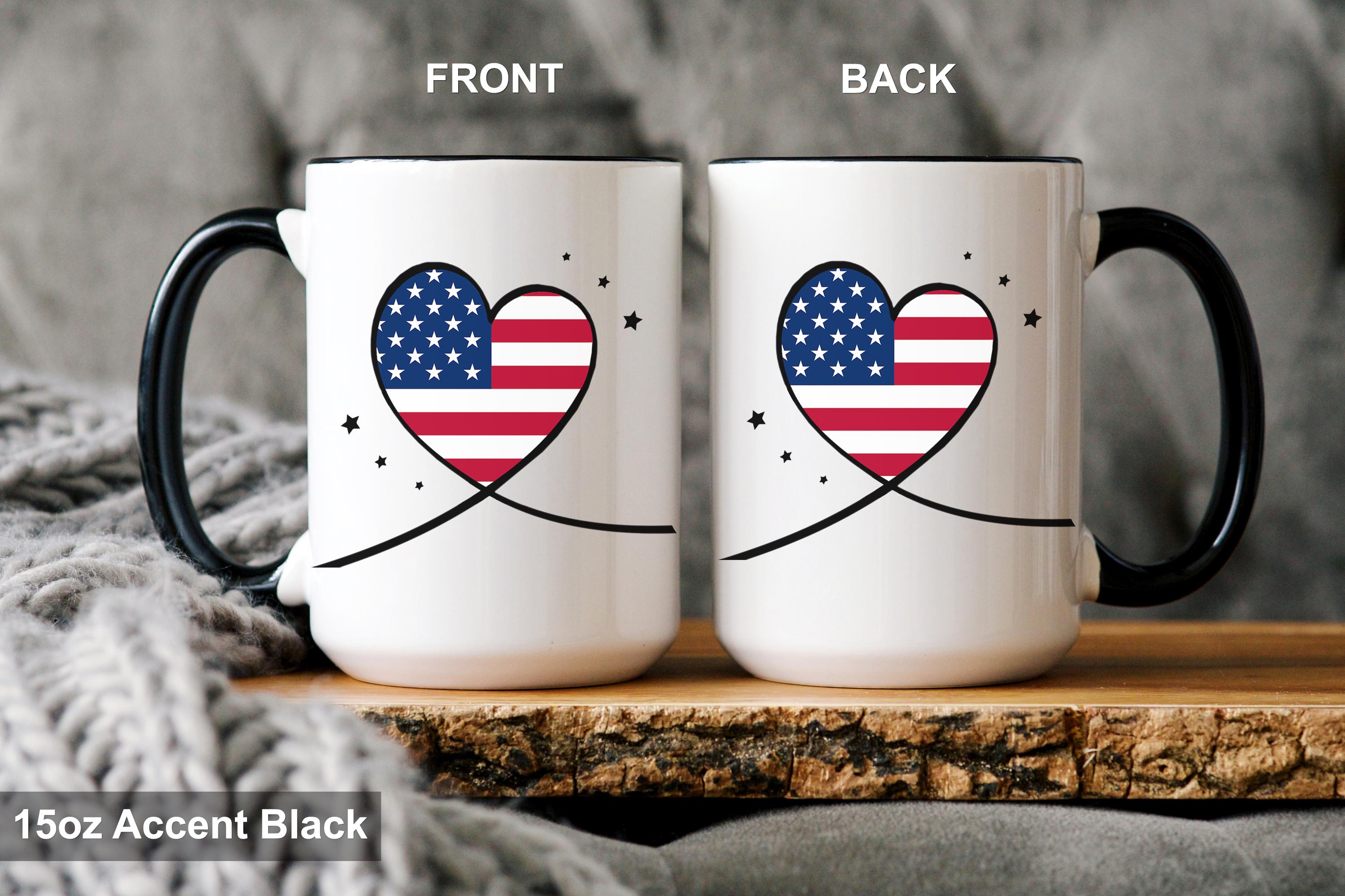 American Flag Heart Mug – Patriotic Coffee Mug, USA Gift for 4th of ...