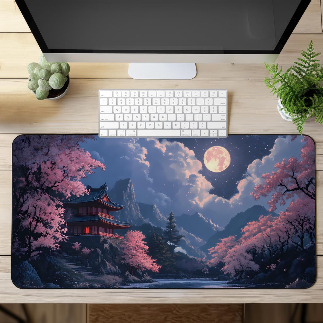 Japanese Desk Mat, Japanese Office Decor, Large Gaming Mousepad, Japan ...
