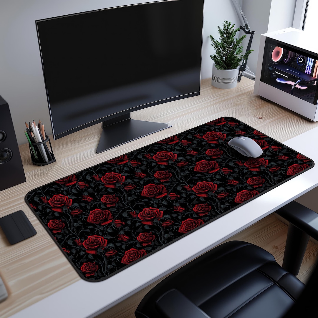 Gothic Desk Mat, Gothic Roses Desk Pad Mat, Roses Mousepad, Gothic ...