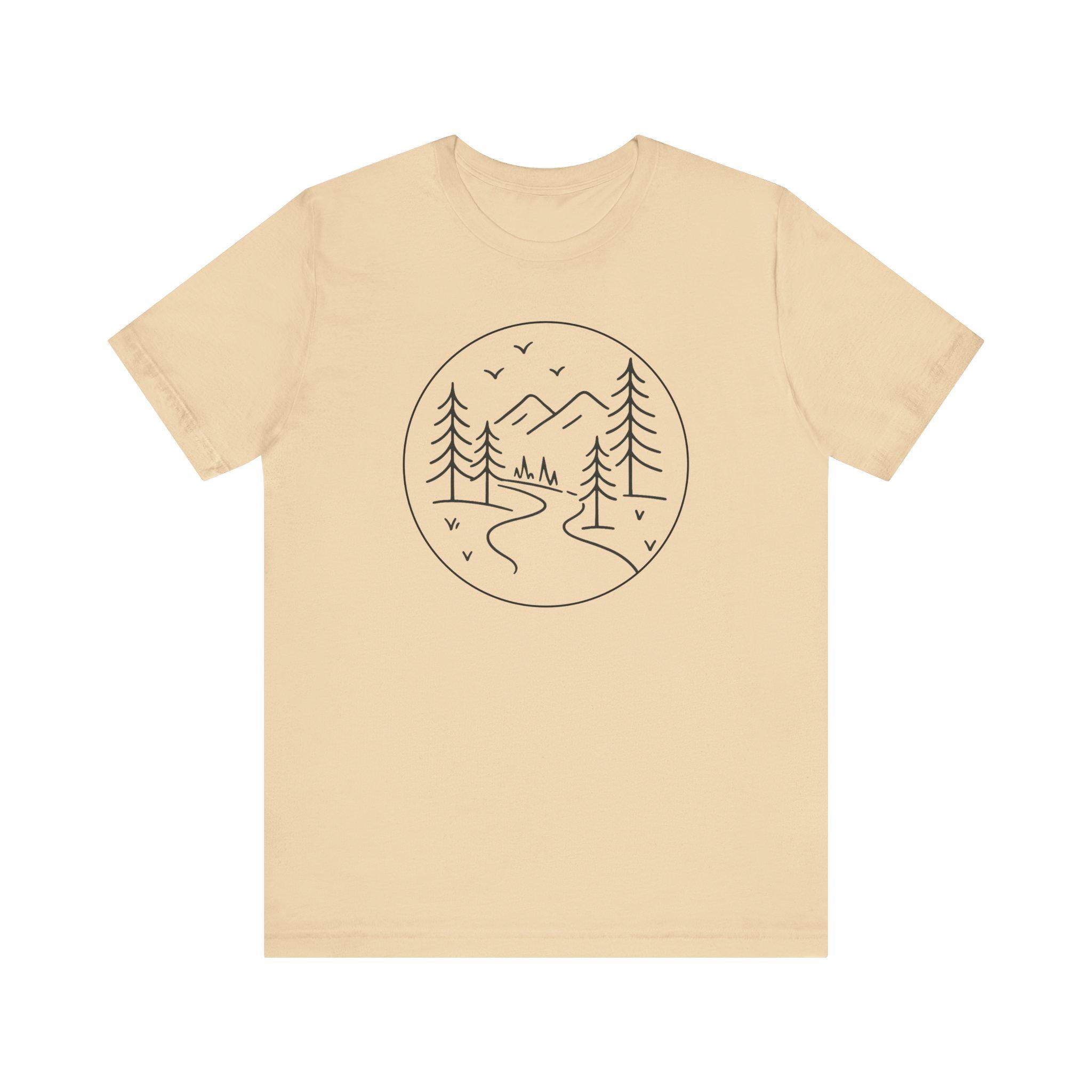 Unisex Hiking Shirt – Nature Line Art Tee – Outdoor Lover Tshirt ...