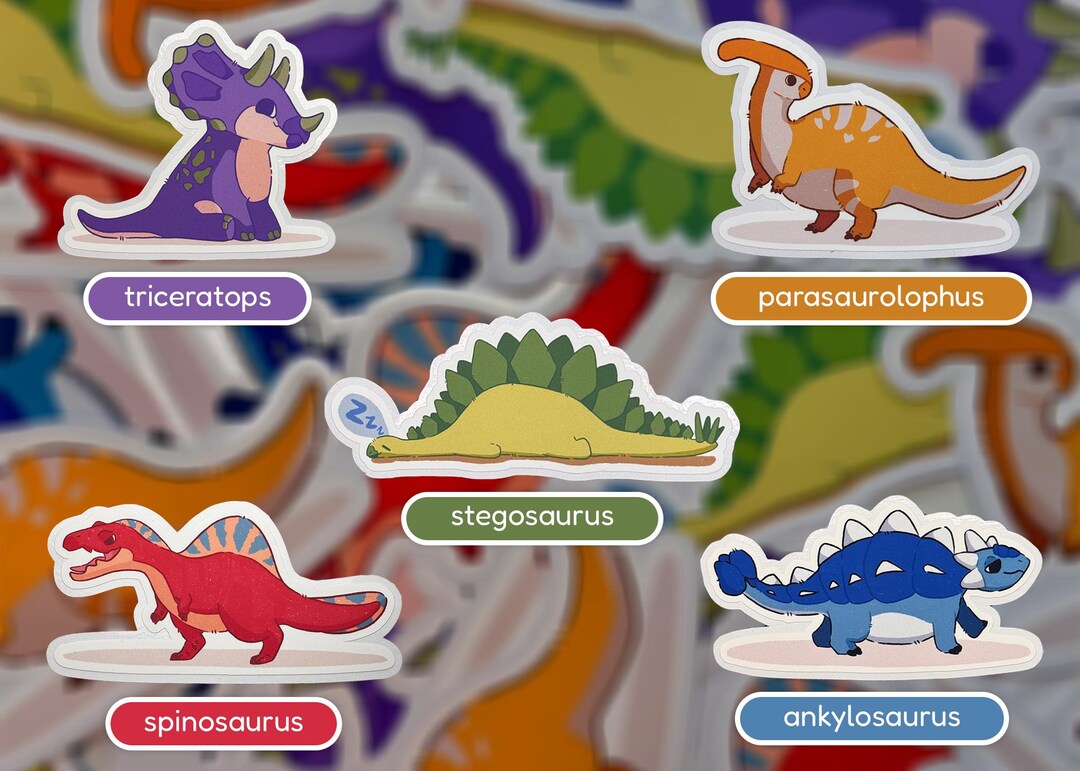 Cute Dinosaur Sticker Set of 5 / Ankylosaurus / Stegosaurus ...