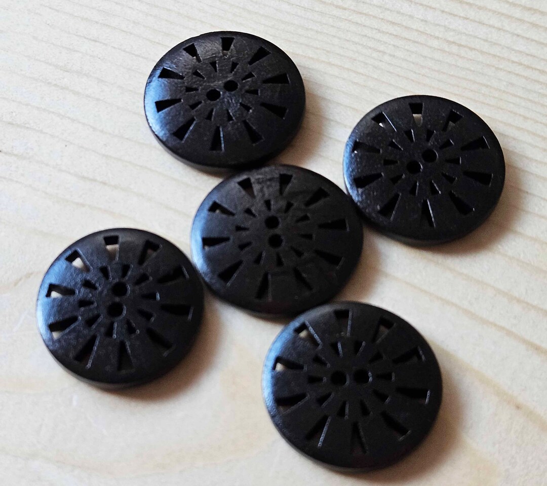 WIND TURBINES BLACK / 25mm / Wooden Filigree Buttons / Sewing Buttons ...