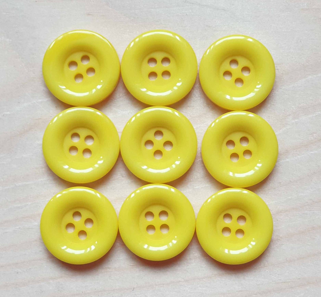 THICK EDGE RESIN Lemon Yellow / 15mm - 8 Buttons / Resin Buttons ...