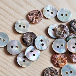2-HOLE ABALONE Seashell Buttons / 10-25mm / MOP Shell Buttons / Sewing ...