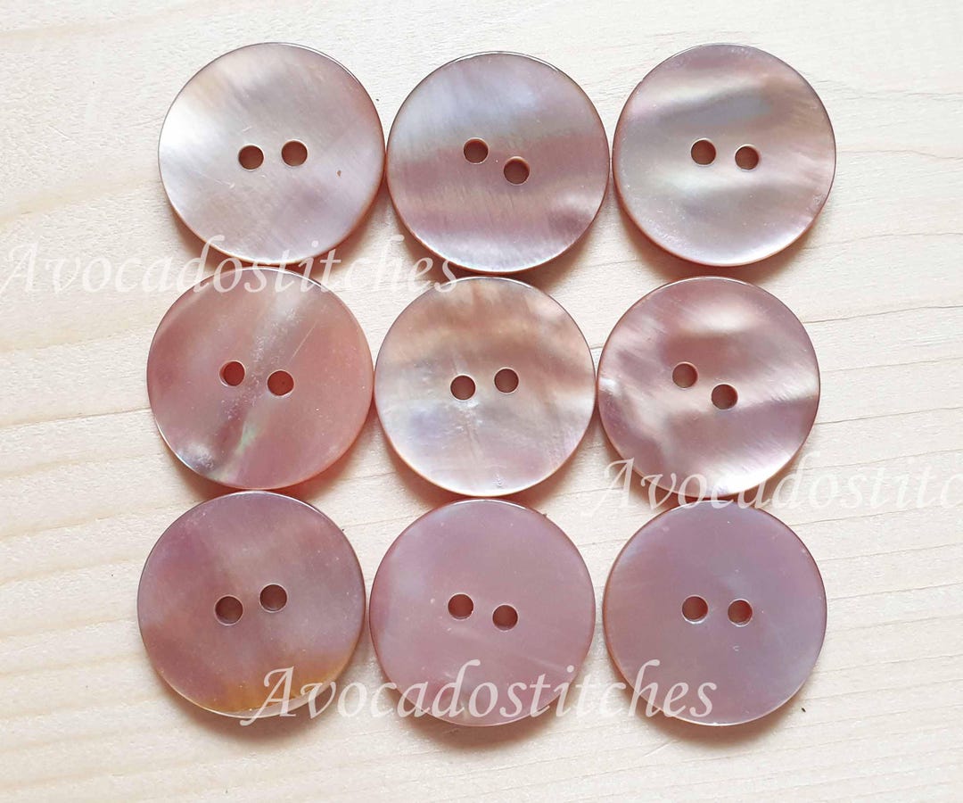 2-hole PEARL PINK Seashell Buttons / 10-25mm / Set of 6 Buttons / MOP ...