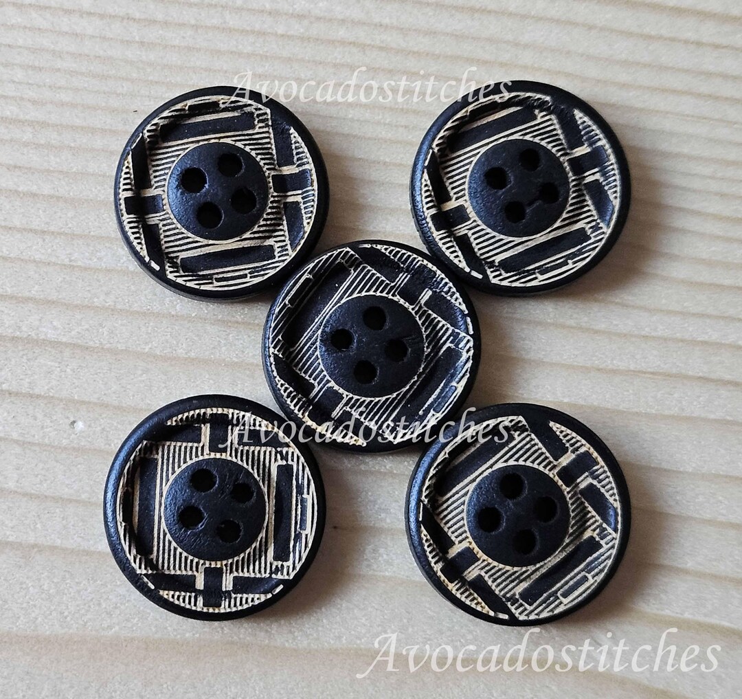 VINTAGE GREEK Golden Stripes / 20mm - 6 Buttons / Wooden Buttons - Etsy