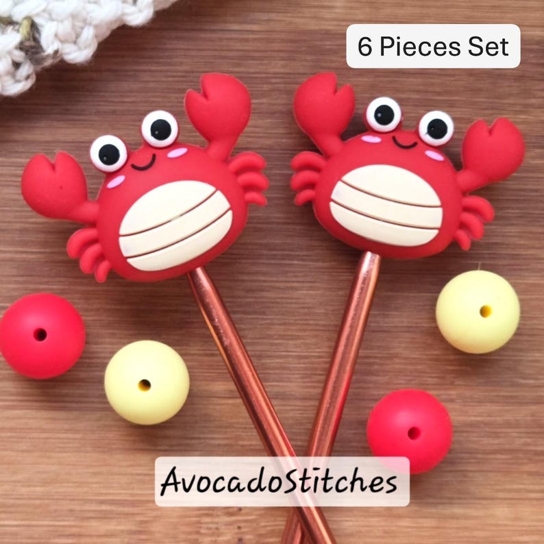 SCARLET CRAB Stitch Stoppers / Knitting Needle Toppers / Point ...
