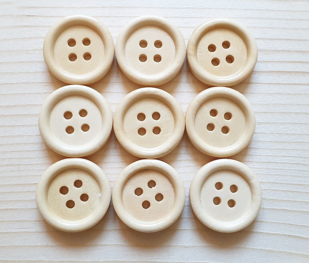 4-HOLE BEIGE Off-white / 10-25mm / Set of 10 Buttons / Wooden Buttons ...