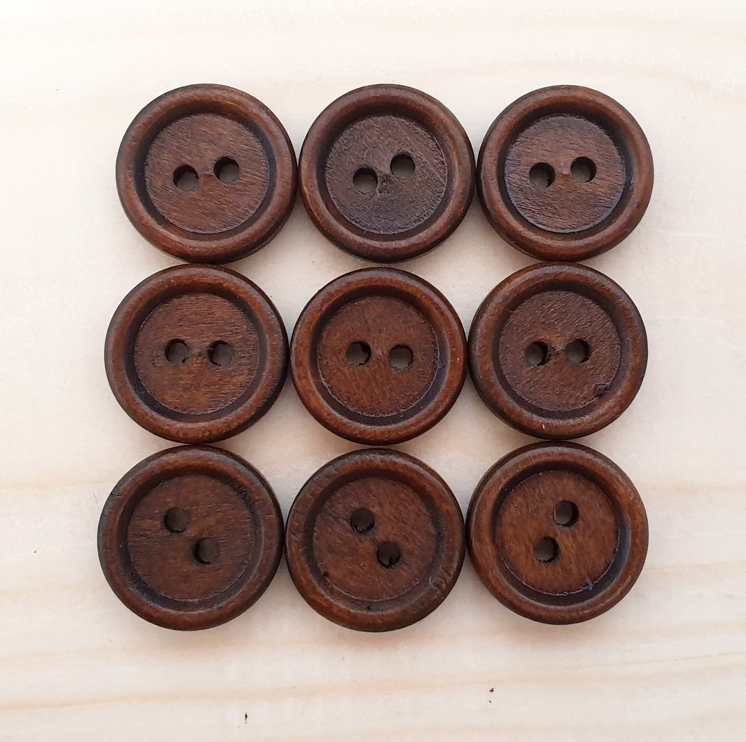 THIN EDGE BROWN / 13mm - 30mm / Wooden Buttons / 2-hole Buttons ...