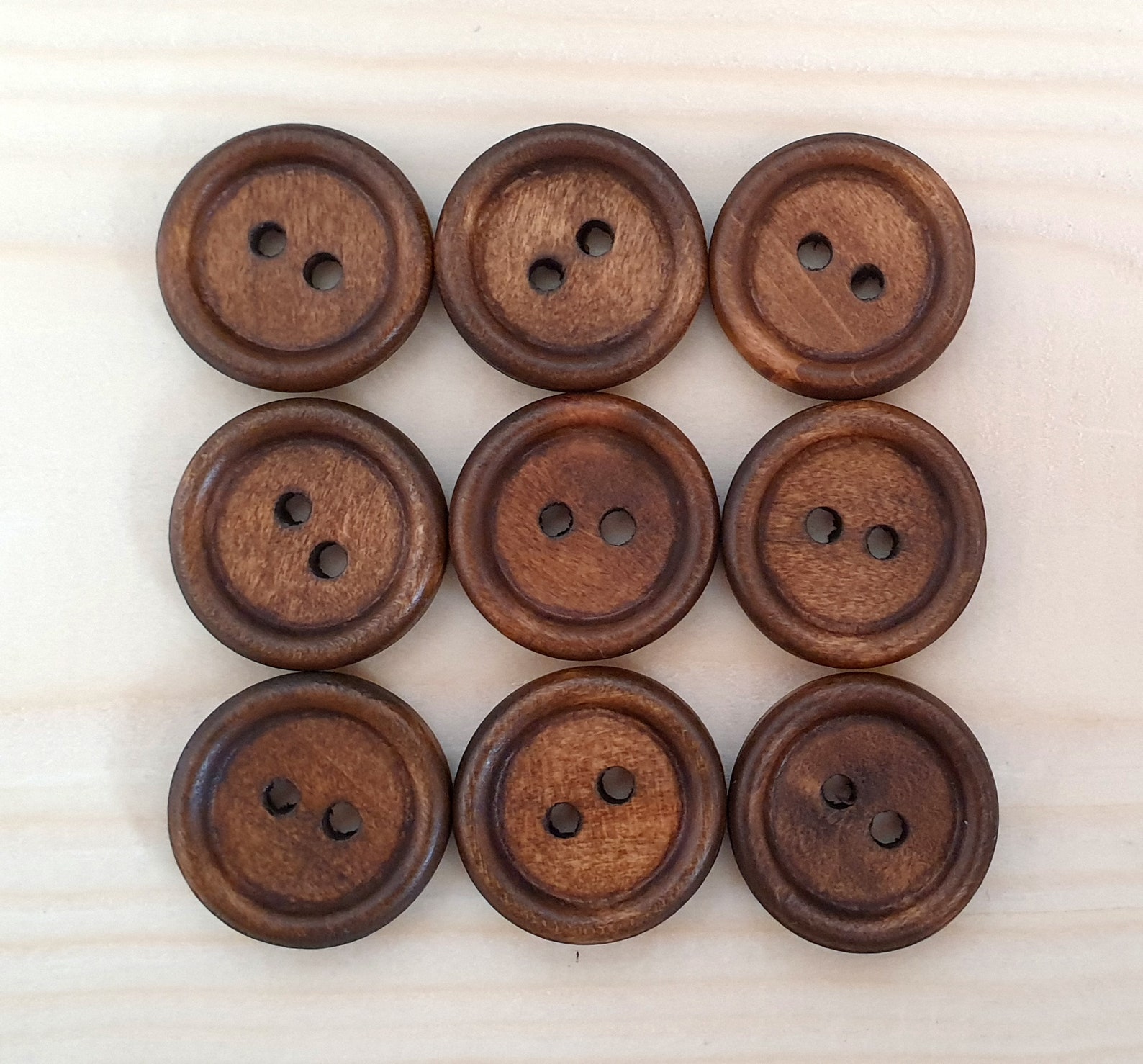 THIN EDGE BROWN / 13mm - 30mm / Wooden Buttons / 2-hole Buttons ...