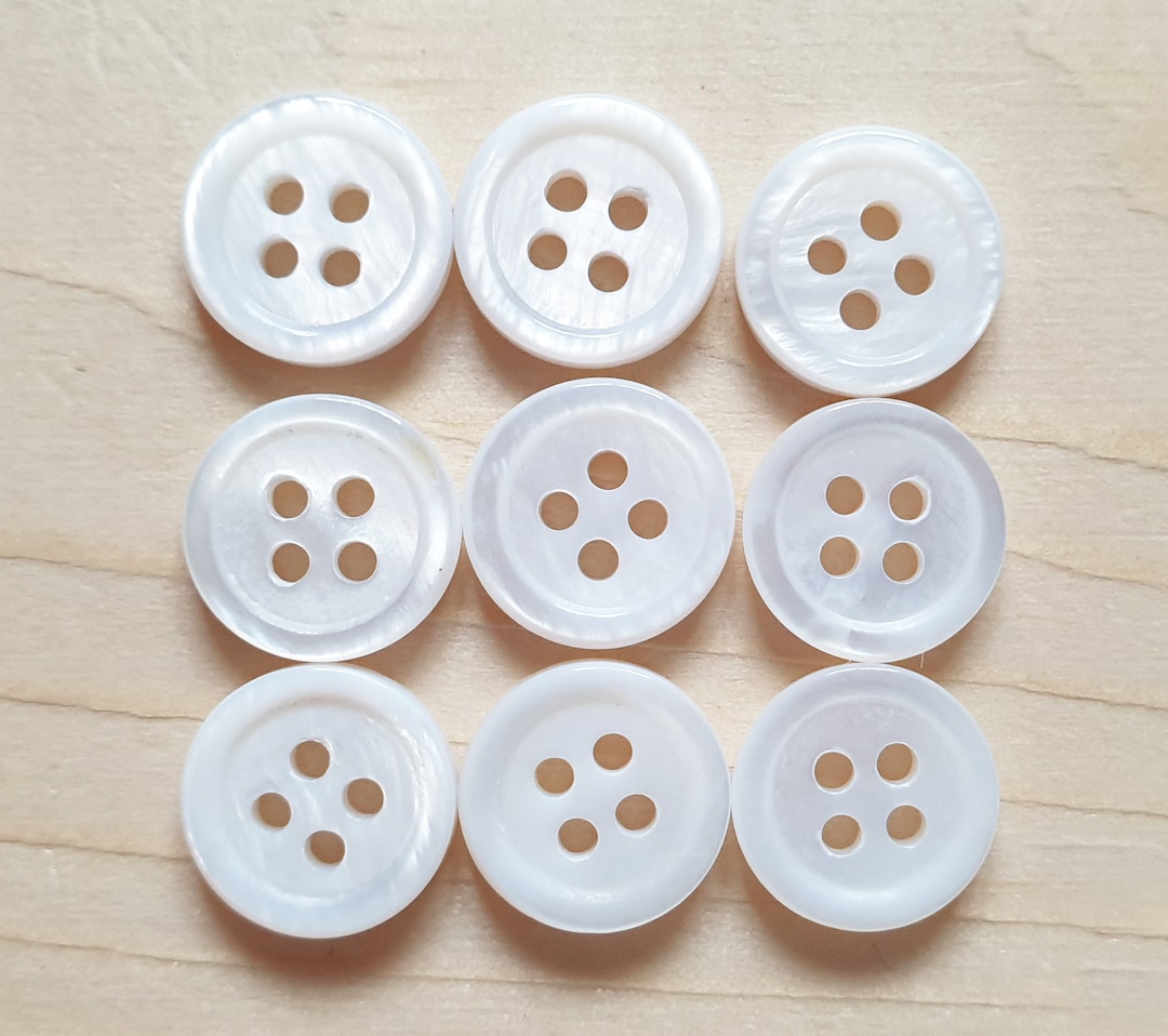 4-HOLE WHITE Seashell Buttons / 9-25mm / MOP Shell Buttons / Sewing ...