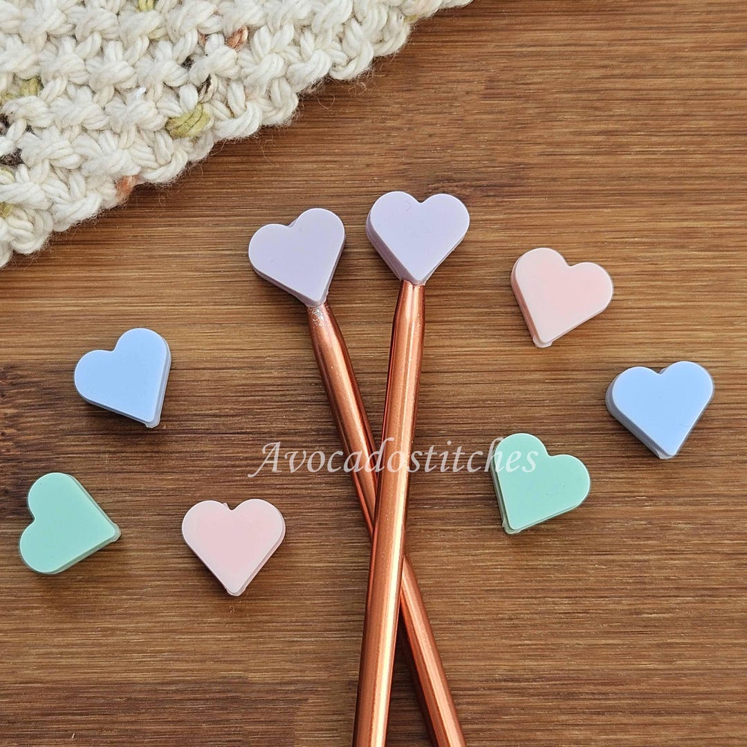 HEART Stitch Stoppers (8 Pieces) / Knitting Needle Toppers / Point ...