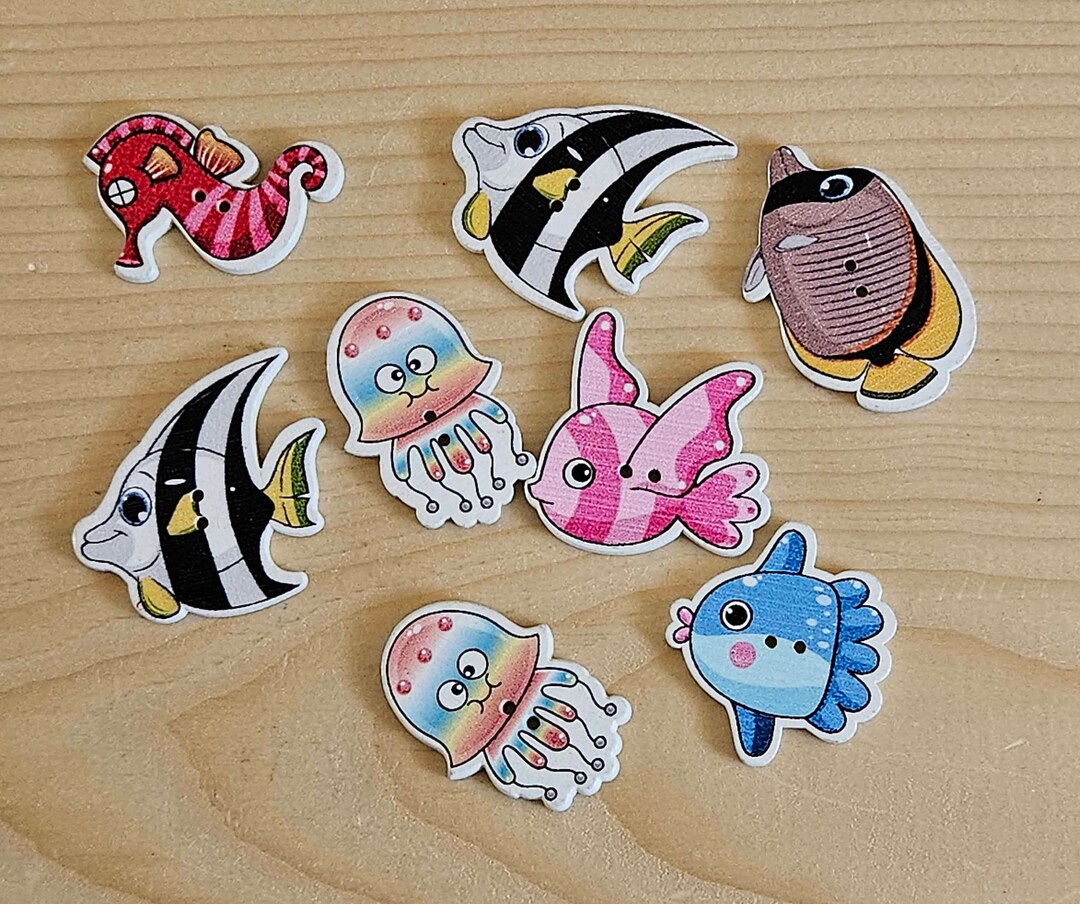 SEA CREATURES / Wooden Buttons / Sewing Buttons - Etsy